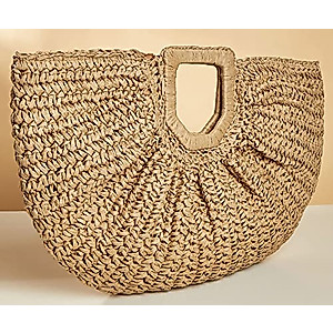 Straw Beach Bag for Womens Summer Handwoven Straw Travel Beach Tote Bags Stylish Straw Totes Handbags 2023