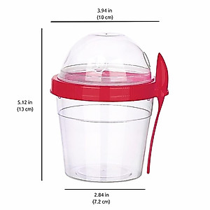 EYNEL 4 Pack 17 oz Small Breakfast On The Go Yogurt Parfait Cups, Reusable Plastic Containers with Lids and Spoons, Perfect Jars for Overnight Oats Cereal Granola Oatmeal (4 Colors Set)