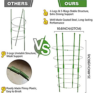 Tomato Cage for Pots 36 inch 4 Pack Garden Plant Support Tomatoes Trellis Cages with 4 Stakes & 5 Adjustable Rings for Cherry Tomato Vegetables Cucumber Climbing Plants Flower Rose Indoor Outdoor