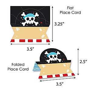 Big Dot of Happiness Pirate Ship Adventures - Skull Birthday Party Tent Buffet Card - Table Setting Name Place Cards - Set of 24
