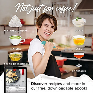 PowerLix Milk Frother No Stand Handheld Battery Operated Electric Foam Maker For Coffee, Latte, Cappuccino, Hot Chocolate, Durable Mini Drink Mixer With Stainless Steel Whisk (Aqua)