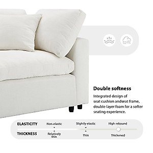 Cloud Modular Sectional Sofa, Convertible U-Shaped Sofa, 130 "Comfortable Sleeper Sofa, 6 Seater Chenille sectional Sofa Set with Ottoman, Suitable for Living Room Office Apartment (Beige)