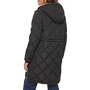 Levi's Women's Soft Sherpa Lined Diamond Quilted Long Parka Jacket (Standard & Plus Sizes), Black, XX-Large