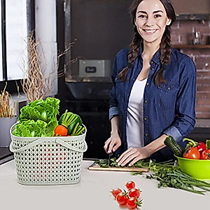 Frcctre 3 Pack Portable Shower Caddy Basket, Plastic Storage Baskets with Handle, Plastic Tote Storage Basket Toiletry Organizer for Bathroom, Kitchen, Pantry, College Dorm