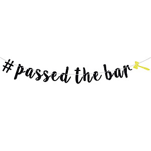 Black Glitter Passed the Bar Banner, Congrats Lawyer/Born to Argue/Big JD Energy Bunting Sign, Law School Graduation Party Decoration Supplies
