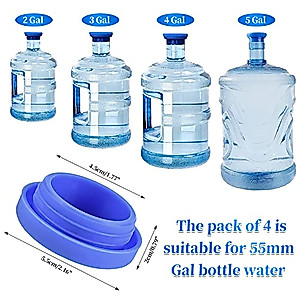 5 Gallon Water Bottle Caps Pack of 6, Silicone Replacement Caps for 5 Gallon Water Jug Reusable, No Spill 5 Gallon Water Jug Lids Leak Proof Fit 55mm Bottles