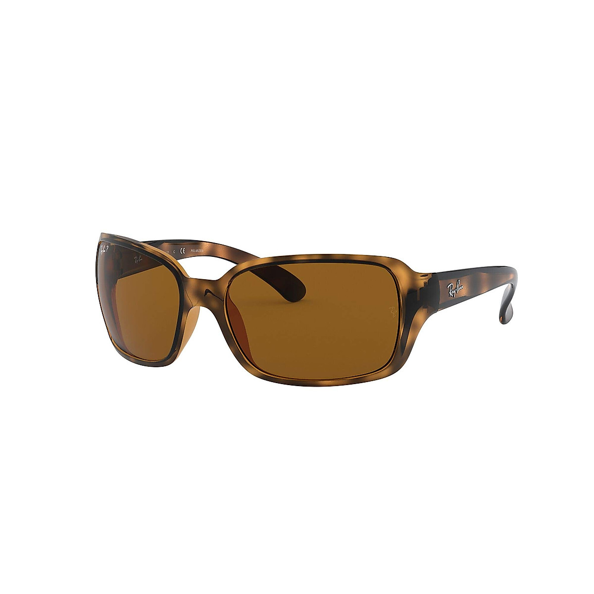 Ray-Ban Women's RB4068 Square Sunglasses, Havana/Polarized B-15 Brown, 60 mm + 0
