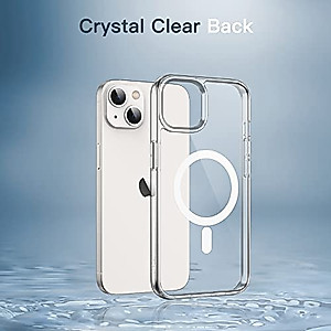 JETech Magnetic Case for iPhone 13 6.1-Inch Compatible with MagSafe Wireless Charging, Shockproof Phone Bumper Cover, Anti-Scratch Clear Back (Clear)
