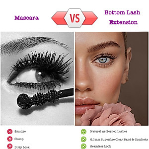 Bottom Lash Clusters DIY Lash Extension TEESTOU 60pcs Lower Individual Lashes Wispy Natural look 7mm Clear Band Wide Stem Under Eyelash Clusters for Daily Makeup (Bottom Lash Extesnion-X02-7mm)