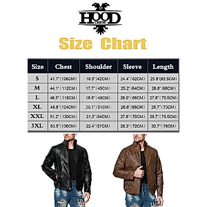 HOOD CREW Mens Faux Leather Jacket Lightweight Fashion Motorcycle Leather Jackets Coat Black 3XL