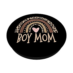 Rainbow Leopard Print Boy Love Mom PopSockets Swappable PopGrip