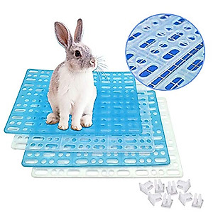 Rabbit Feet Pad,Hole Leak Water Design for Plastic Bunny Feet Pad Playpen Feet Mats Plastic Rabbit Cage Mat for Rabbit Guinea Pig Hamster Chinchilla Ferret(4 Pcs)