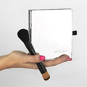 Woosh Beauty, Fold Out Face Palette w/Secret Brush, Travel All in One Neutral Cream & Powder Kit, 4 in 1 Nested Makeup Brush (#3 Medium)