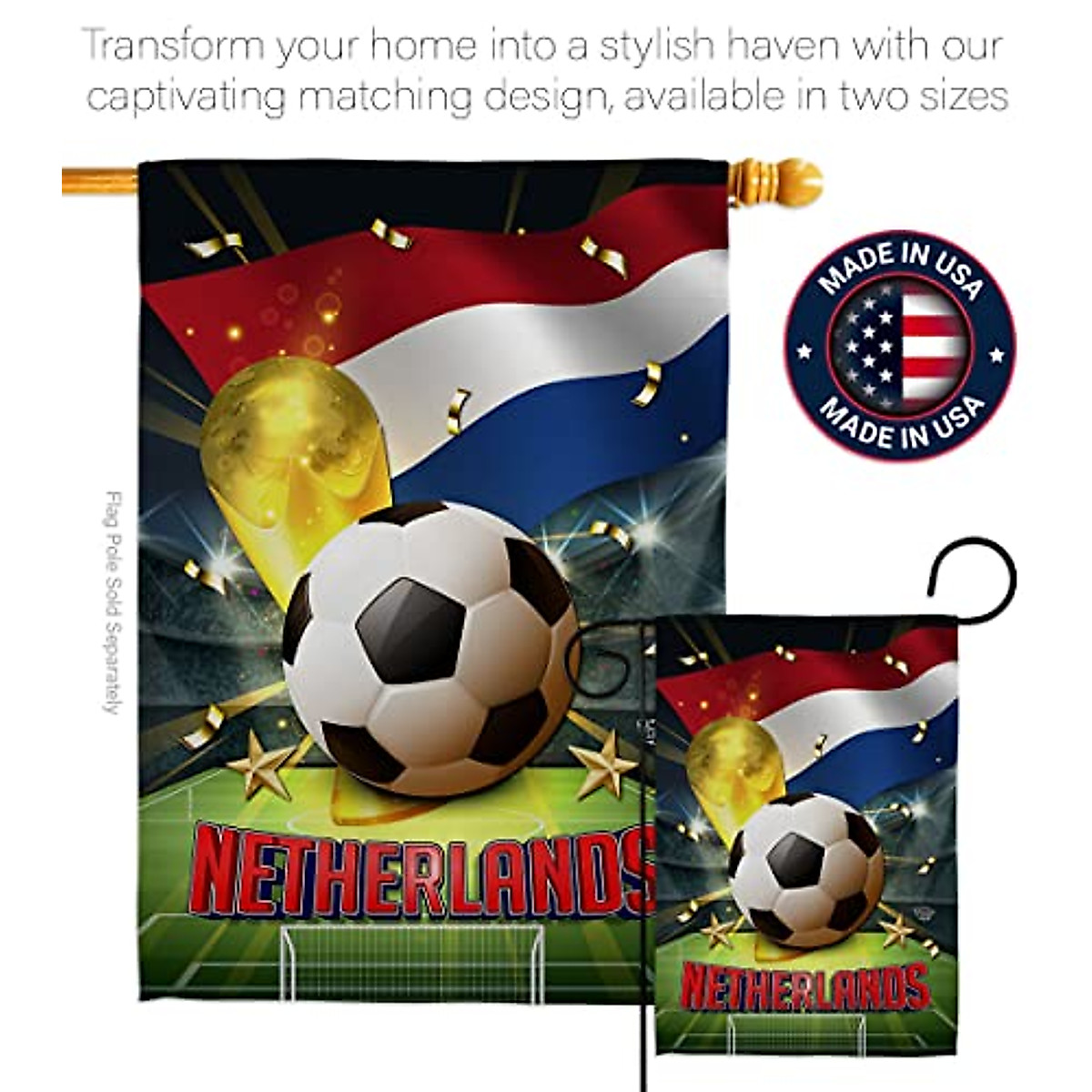 Ornament Collection World Cup Netherlands Garden Set Wood Sports Soccer Game Goal Ball Football Entertainment Activity Physical House Decoration Banner Small Yard Gift Double-Sided, Flag + Wall Dowel