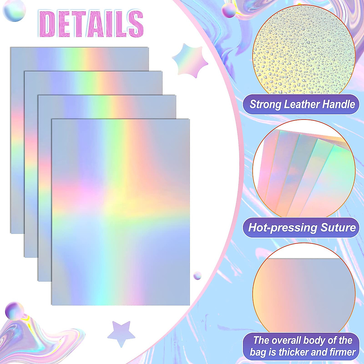 60 Sheet 9.5" x 7" Metallic Holographic Card Stock Iridescent Glitter Mixed Colored Card Stock Shiny Reflective Mirror Paper Foil Mirror Cardstock for DIY Poster Crafts Scrapbook