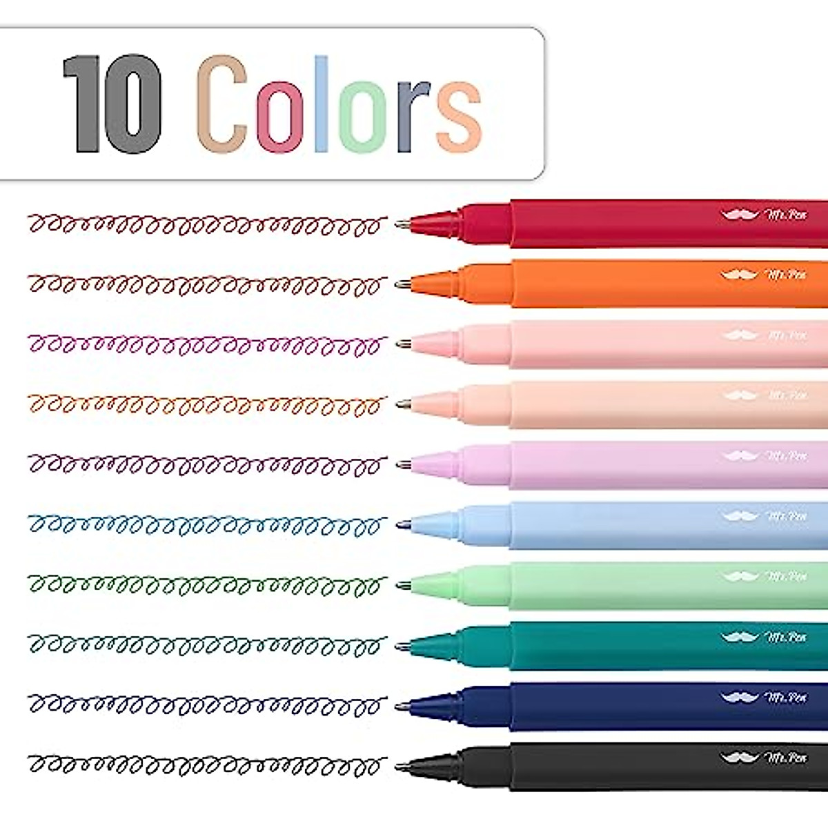Mr. Pen Aesthetic Pens - 10 Pack of Colors