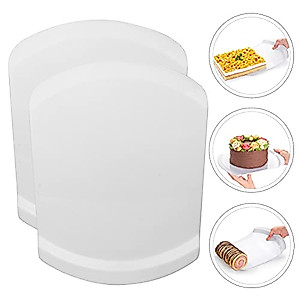 Hemoton 2pcs Cake Lifter Shovel Plastic Cookie Spatula Bottom Mover Scraper Cake Transfer Tray Pizza Lifter Transfer Tool White