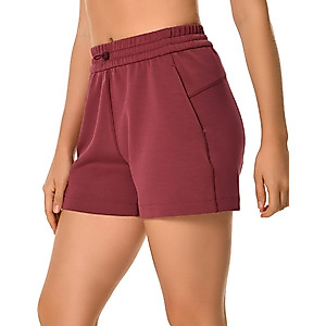 Colorfulkoala Women's High Waisted Ultra Soft Athletic Jersey Shorts Casual Summer Lounge Pants with Pockets (M, Wine Red)