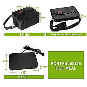 [90W Faster] Portable Oven, 110V 90W Portable Food Warmer Personal Portable Oven Mini Electric Heated Lunch Box for Reheating & Raw Food Cooking in Office, Travel, Potlucks and Home Kitchen (Black)