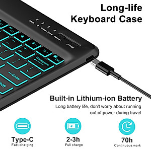 iPad Air 13 inch Case with Keyboard (M2, 2024), Detachable Bluetooth Keyboard| 7 Colors Backlit| Auto Sleep/Wake, Slim Folio Cover with Pen Holder for iPad 12.9” 6th 2022/5th 2021/4th 2020/3rd 2018