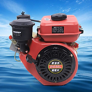 196CC 2.2KW 4 Stroke 6HP Diesel Engine, Manual Start Single Cylinder Engine, Aluminum Air-Cooled 1 Cylinder Diesel Engine for Irrigation and Drainage Machines Generator Sets