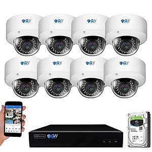 GW Security 8 Channel 4K NVR 5MP H.265 Video & Audio AI Human Vehicle Security Camera System - 8 x Dome 5MP 1920P Weatherproof 2.8-12mm Varifocal Zoom IP PoE Cameras, Pre-Installed 2TB Hard Drive