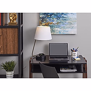 Adesso 3015-22 Louie AdessoCharge Table Lamp, 19 in, 60W Type A Bulb (Not Included), Brushed Steel w/Black Rubber Wood Base, 1 Table Lighting