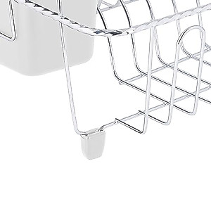 Kitchen Details 3 Piece Twisted Chrome Dish Drying Rack | Cutlery Basket | Drain Tray | Countertop | Sink | White