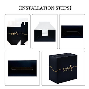 SietDESEO Card Box for Party Black Card Box with Matte Gold Foil Design Money Card Box Gift Card Box Holder for Wedding Reception Retirement Graduation Baby Shower Birthday Card Box