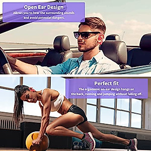 Bone Conduction Bluetooth Headphones, Open-Ear Wireless Headphones with Microphone, Sports Headset Power Display TF Card Slot Sweatproof Earphones for Outdoor, Running, Cycling, Driving, Gym-Red