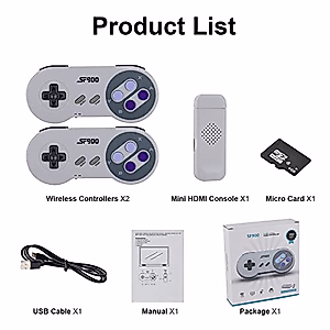 SF900 Wireless Retro Game Console - Plug and Play Video Game Stick Built-in 2000 Games Nostalgia Stick Games, 9 Emulators, Dual 2.4G Wireless Controllers(64G)…