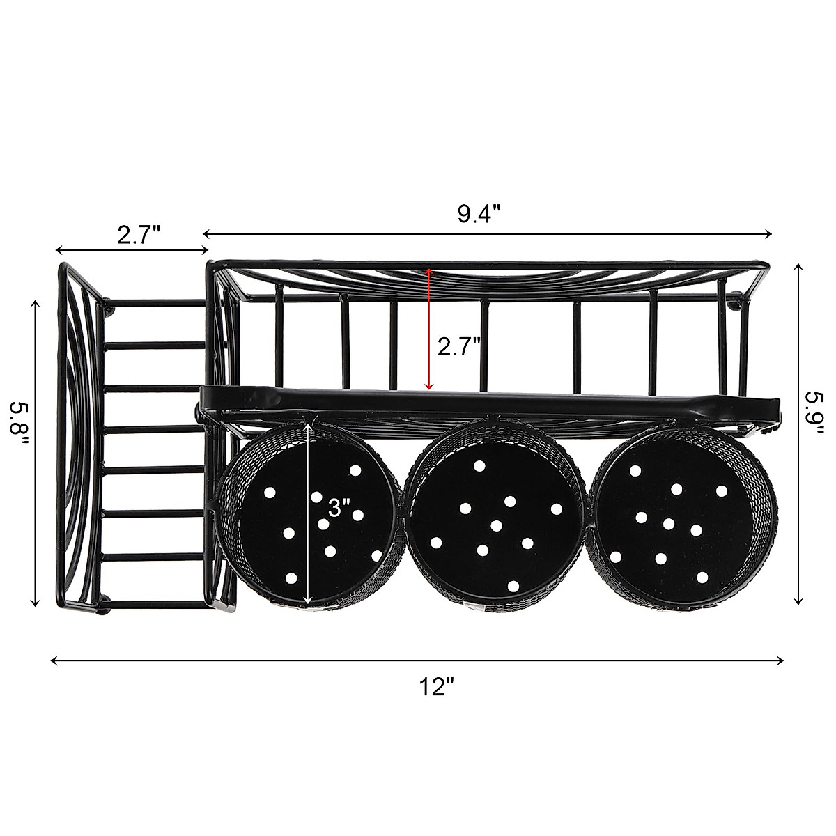 Mezchi Metal Utensil Caddy with 5 Compartments, Black Mesh Silverware Caddy Organizer, Flatware Storage Holder for Napkins, Plates, Party, Camping, Picnic, Buffet, RV, BBQ, Kitchen, Countertop