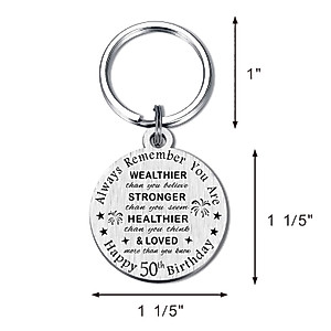 SOUSYOKYO 50th Birthday Gifts for Women Men 1973 Keychain, Female 50 Years Old Birthday Gifts ideas, Happy 50th Birthday Decoration Stuff Present Male