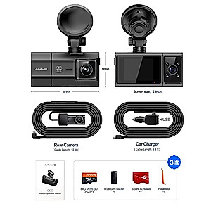 3 Channel 4K Dash Cam for Cars, 4K+2.5K Front and Rear Cabin, 1440P+1440P+1080P Triple Car Camera,Included 64GB Card, with GPS and WiFi Wireless , IPS Screen,24 Hour Parking Mode, APP,Night Vision,WDR