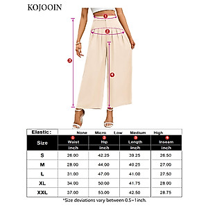 KOJOOIN Women High Waisted Wide Leg Palazzo Pants, Flowy Pants for Women Loose Fit Elastic Waist Pleated Trousers Comfy Elegant Business Casual Straight Leg Dress Pants Beige XL