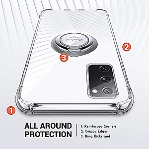 Silverback Galaxy S20 FE 5G Case Clear with Ring Kickstand, Protective Soft TPU Shock -Absorbing Bumper Shockproof Phone Case for Samsung Galaxy S20 FE 5G -Clear