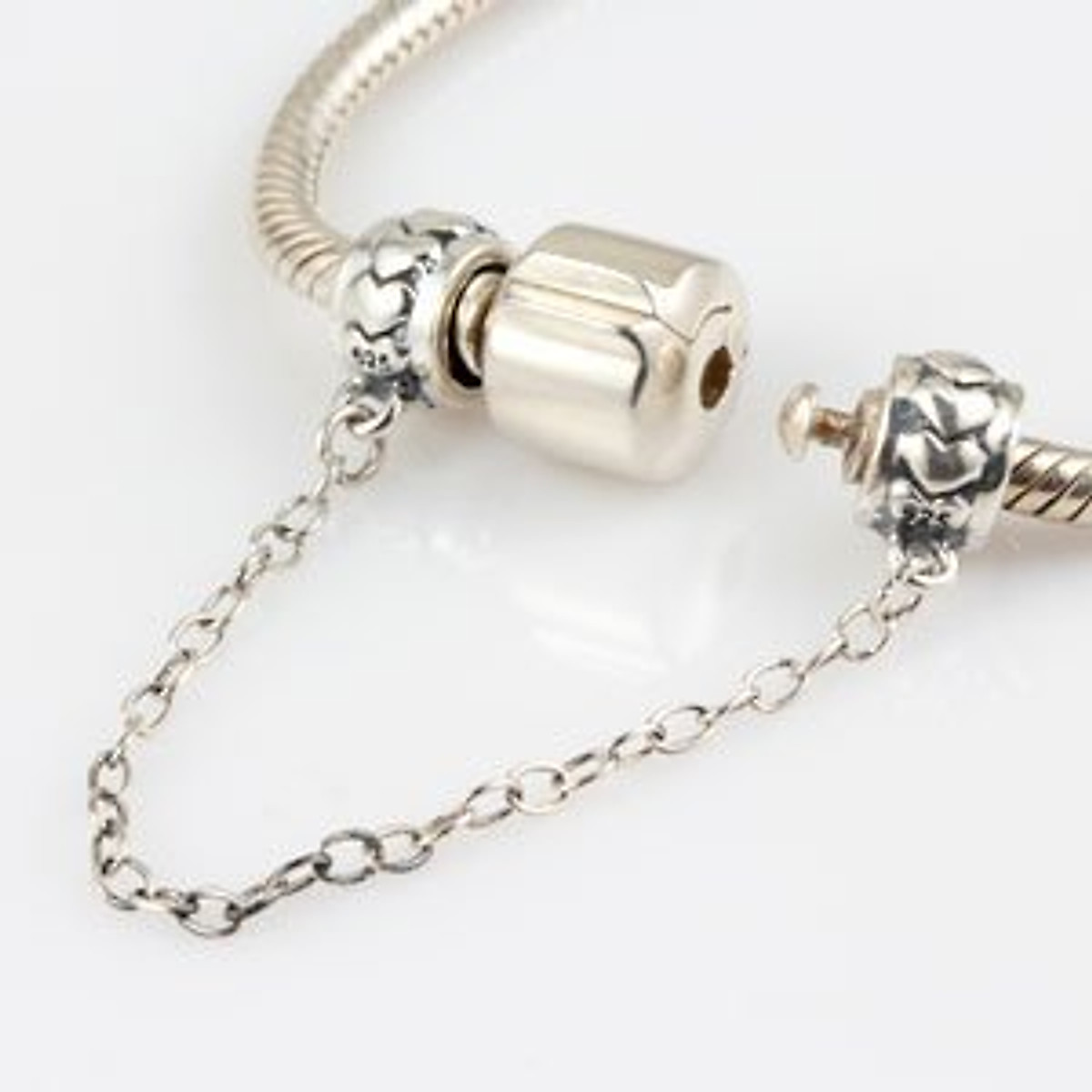 ARTCHARM Clasp Love Safety Chain Charm - Authentic 925 Sterling Silver Heart Beads - Fit European Style Bracelet