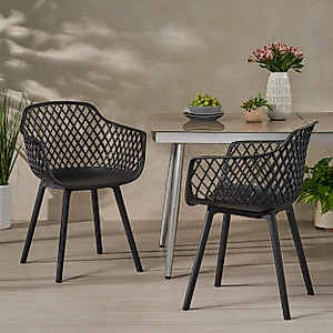 Christopher Knight Home Delia Outdoor Dining Chair (Set of 2), Black