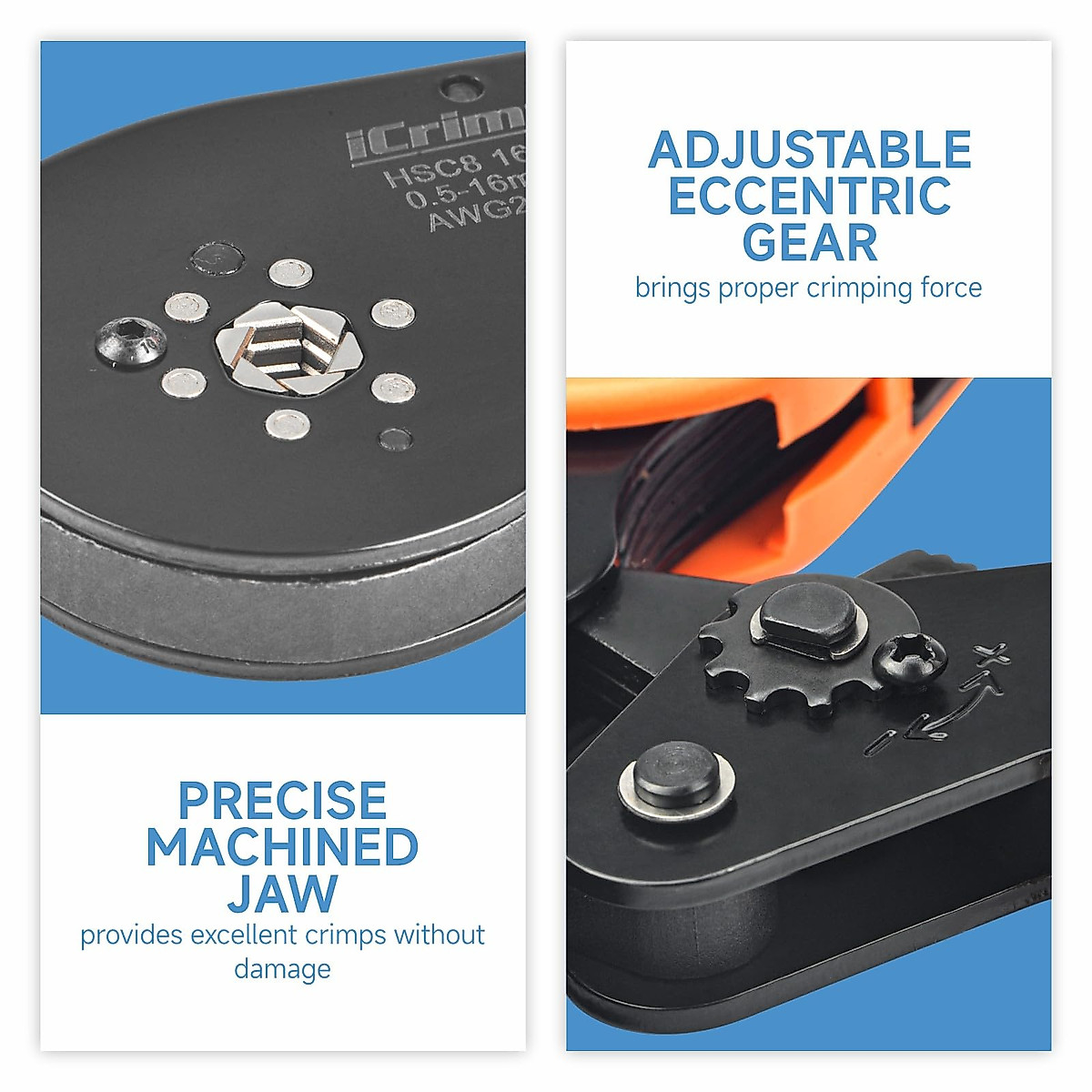 iCrimp Hexagonal Ratchet Crimper for End Sleeves and Ferrules 0.5-16mm2 AWG 20-5