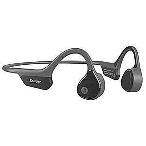Bone Conduction Headphones Bluetooth 5.0,Wireless Open Ear Headphones with Built-in Mic,Sweatproof Sports Headset for Running and Workouts (Black-Gray)