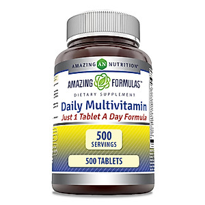 Amazing Formulas Daily Multivitamin 500 Tablets Supplement | Just 1 Tablets A Day | Non-GMO | Gluten Free | Made in USA