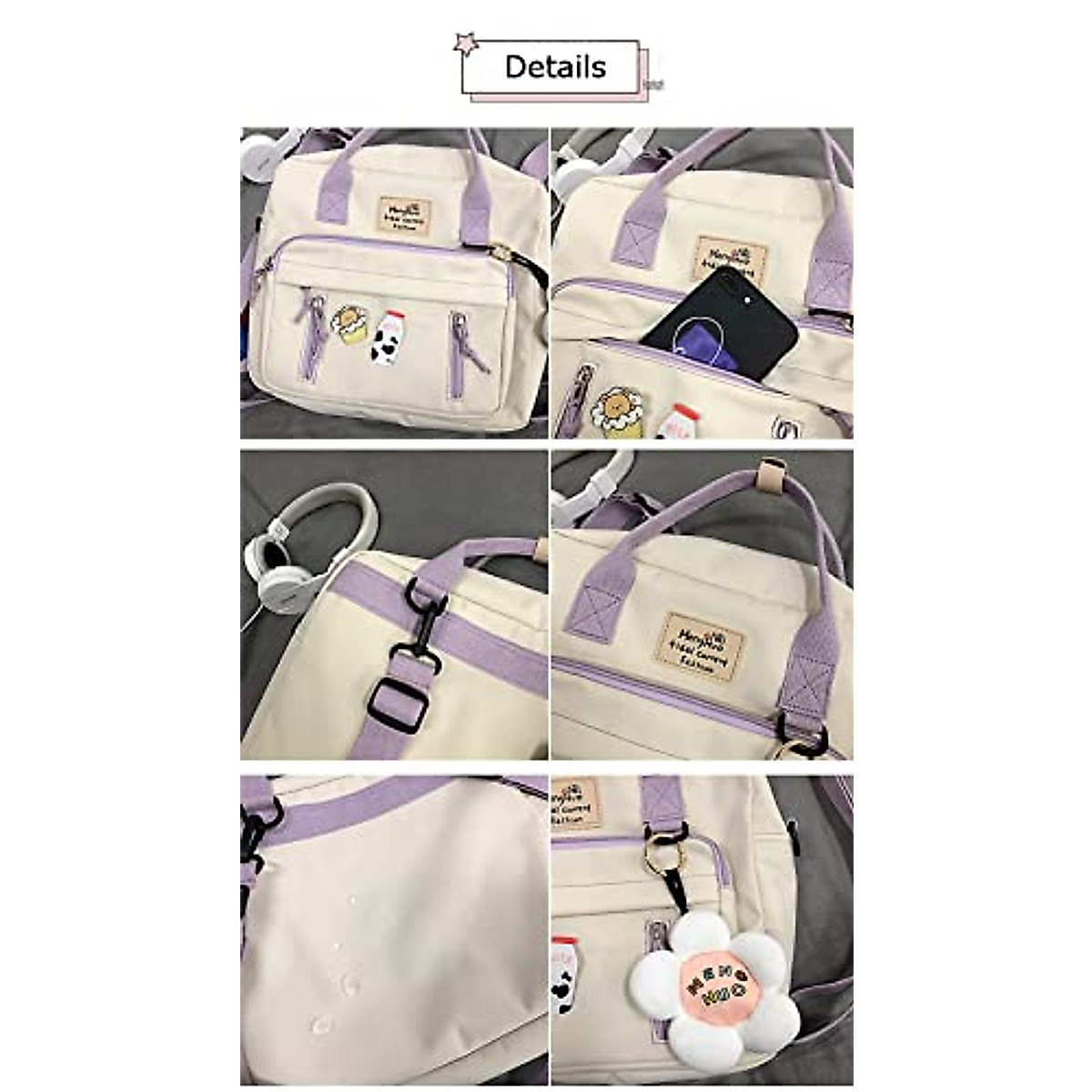 Tonecy Japanese Backpacks for Teen Girls for Middle School, Kawaii Backpack with Pins Kawaii School Backpack Cute Aesthetic Rucksack (Black 31x10x27cm)