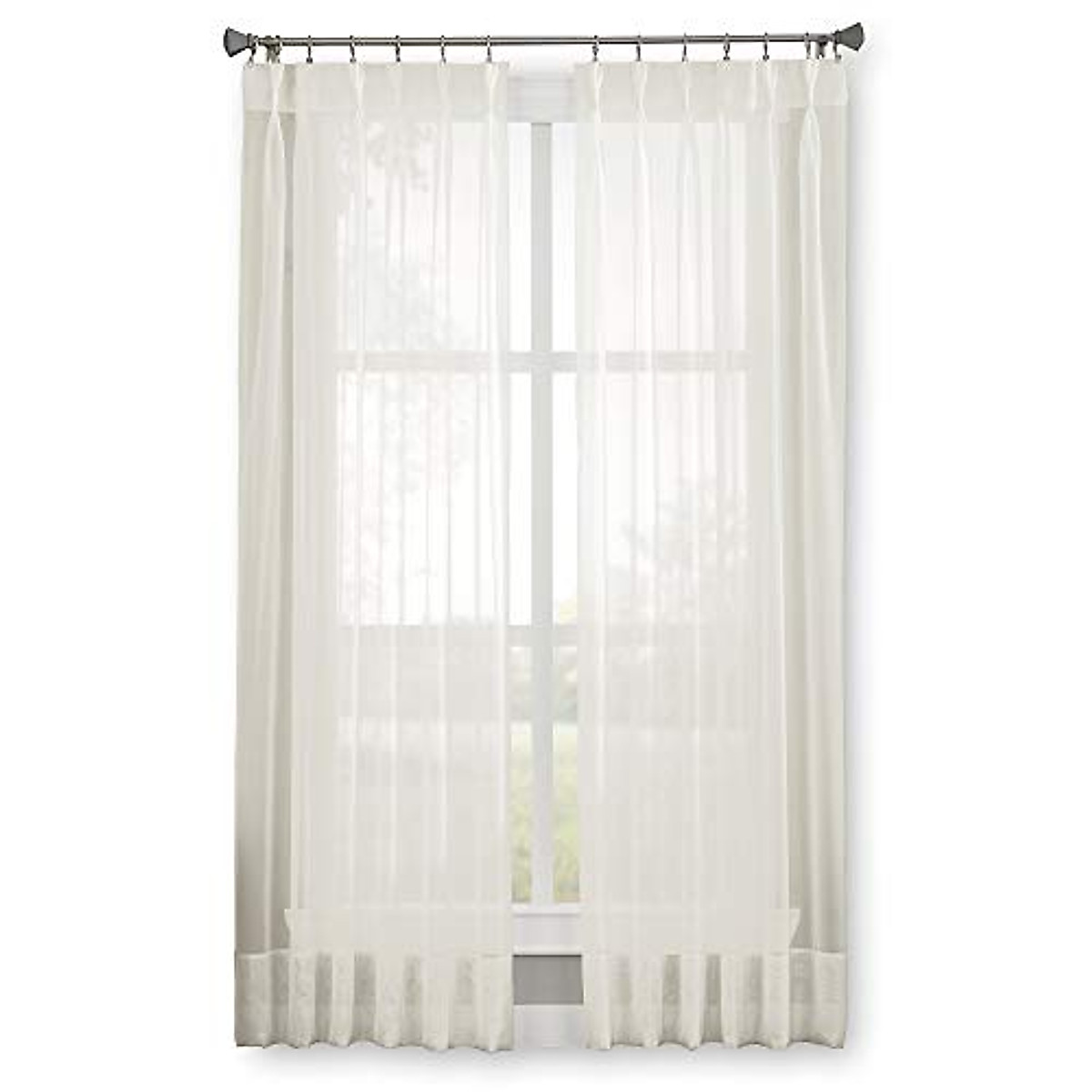 Curtainworks Soho Voile Sheer Pinch Pleat Curtain Panel, 29 by 84", Oyster (Pack of 1)