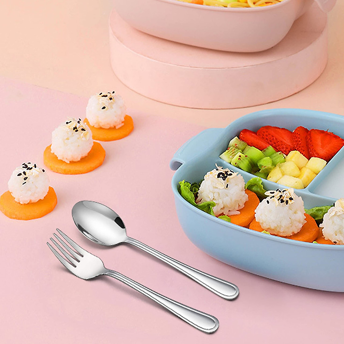 LIANYU 6-Piece Kids Silverware Set, 3 Kid Spoon, 3 Kid Fork, Stainless Steel Toddler Utensils Flatware Set, Child Cutlery Tableware Set, Mirror Finished, Dishwasher Safe