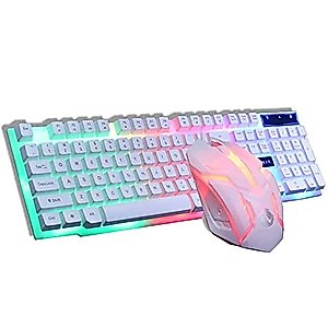 CNGY Keyboards Illuminated Keyboard And Mouse Set Gaming Machinery Wired Keyboard Mouse Set Photoelectric Backlight PC Mute Gaming Keyboard Set For Gaming