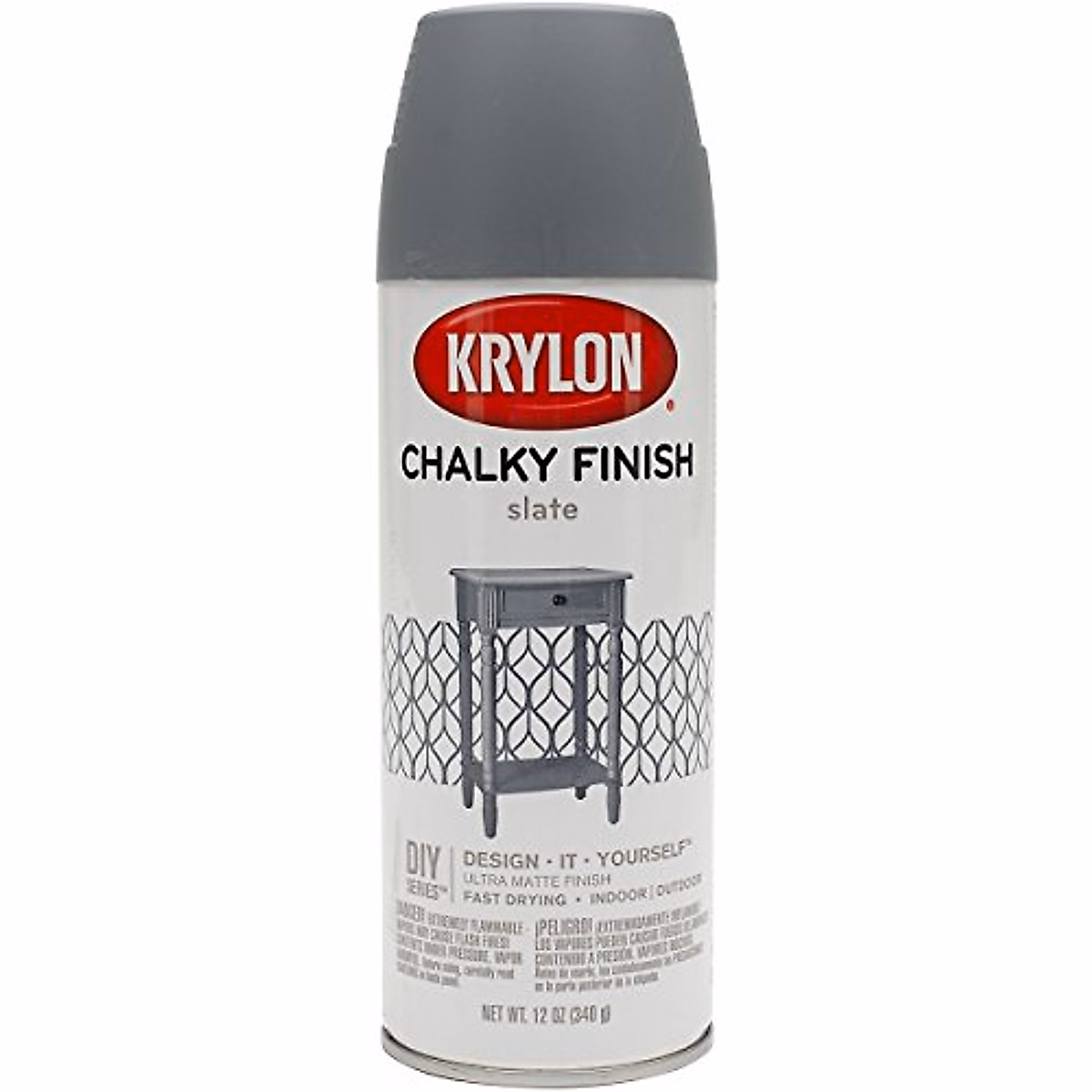 Krylon K04104007 Chalky Finish Spray Paint, Anvil Gray, 12 Ounce