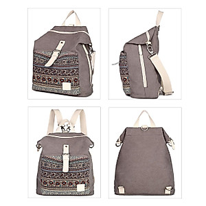 Backpack Purse Set Women Ladies Fashion Casual Lightweight Shoulder Bag Wallet Travel Daypack (Gray with Wallet)