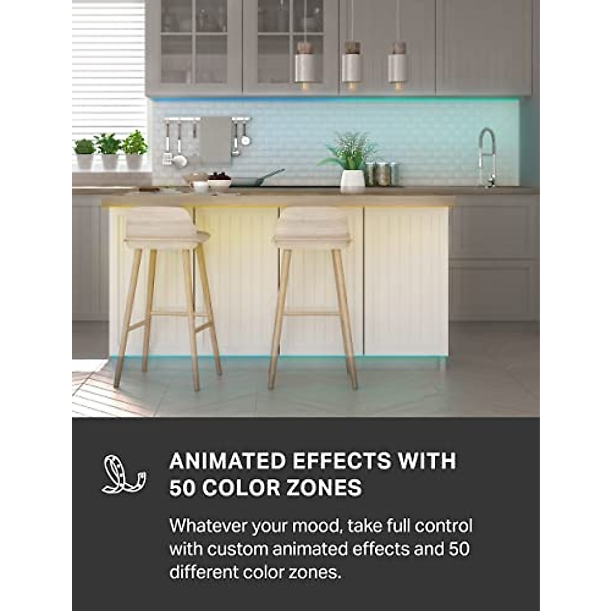 TP-Link Tapo RGBWIC Smart LED Light Strip 16.4Ft, 1000 Lumens, 16M Dimmable Colors, 50 Color Zones, Works w/ Apple HomeKit/Alexa/Google Home, Sync-to-Sound, IP44 PU Coating, Trimmable (Tapo L930-5)