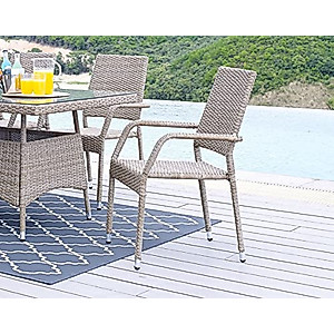 Manhattan Comfort Genoa Patio Dining Armchair, Set of 2, Nature Tan Weave