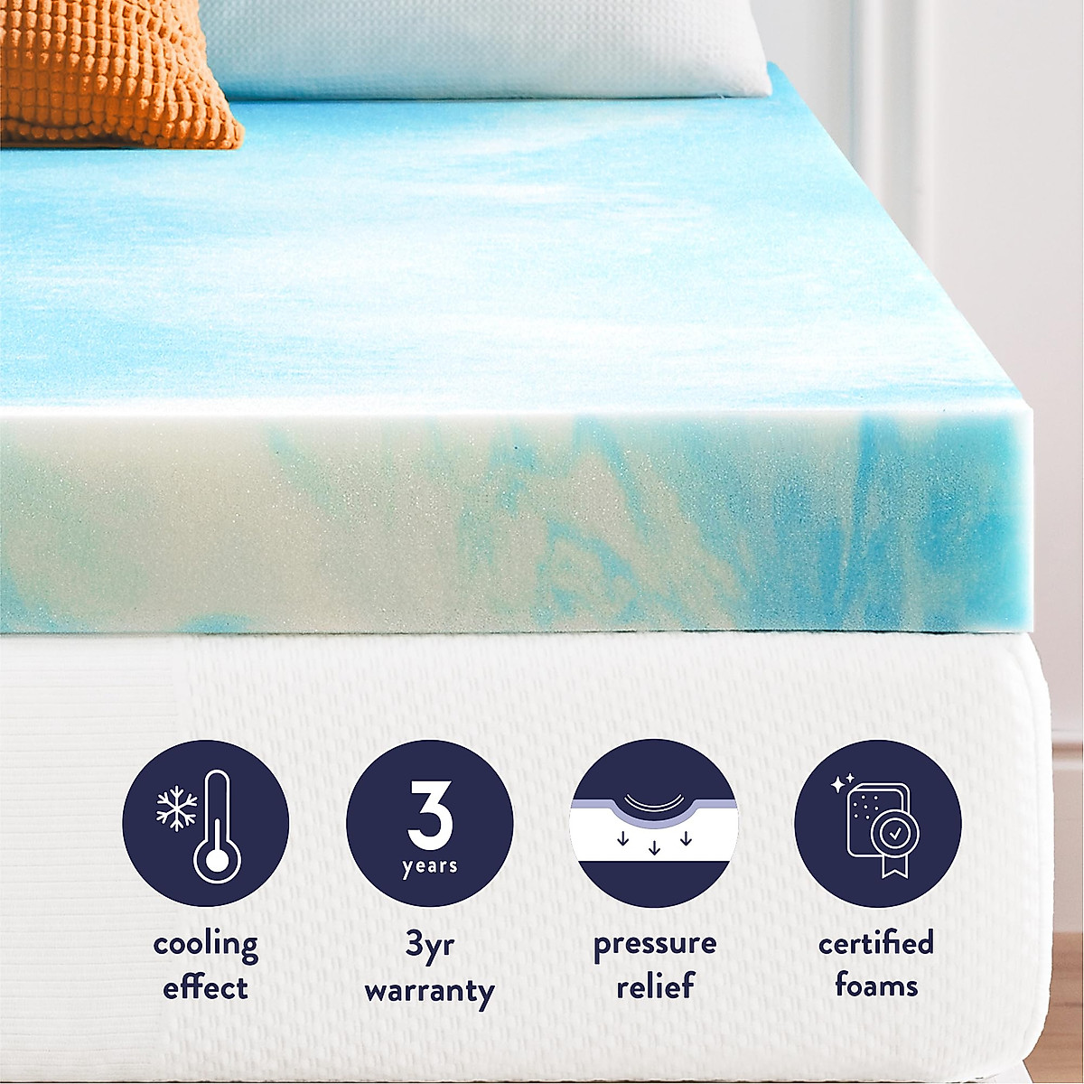 Best Price Mattress 4 Inch Swirl Gel AeroBreeze Cooling Air Flow Memory Foam Mattress Topper, Full